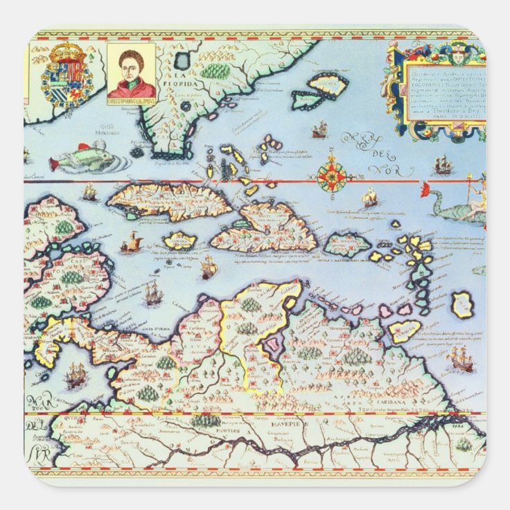 Map of the Caribbean islands Square Sticker | Zazzle