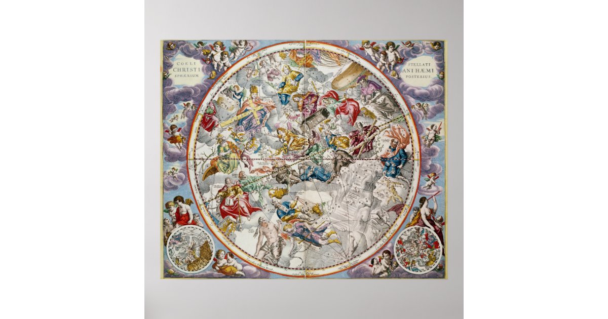 Map of the Christian Constellations as depicted Poster | Zazzle