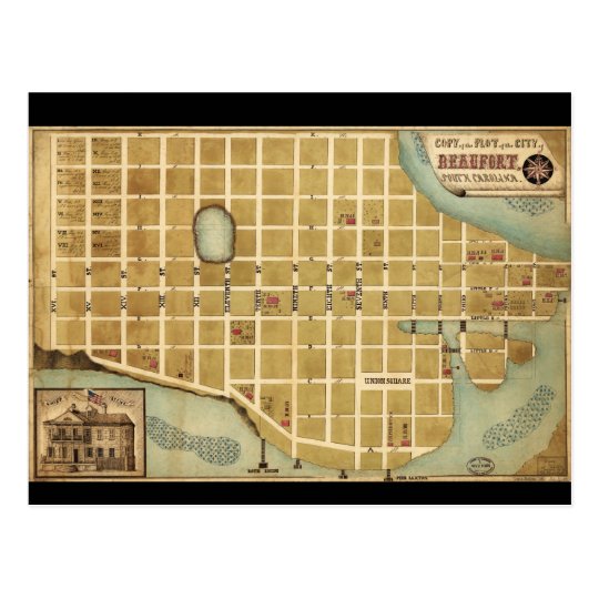 Map of the City of Beaufort South Carolina (1860) Postcard | Zazzle.com