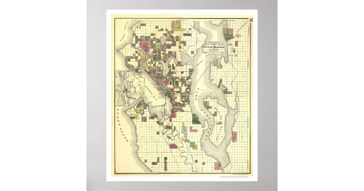 Map of the City of Seattle 1890 Poster | Zazzle