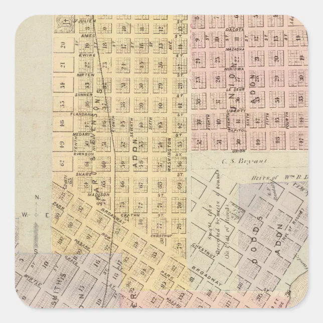 Map of the City of St. Peter, Minnesota Square Sticker | Zazzle