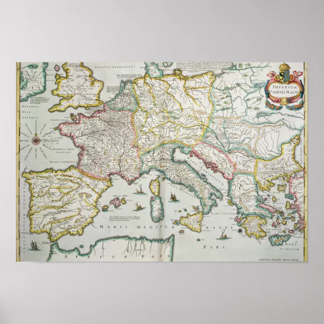 Map of the Empire of Charlemagne Poster | Zazzle