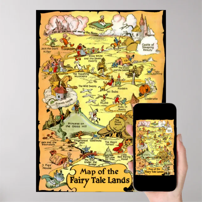 Map of the Fairy Tale Lands (in 23 sizes) Poster | Zazzle
