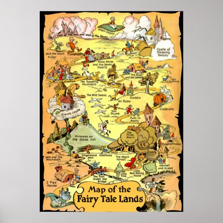 Map of the Fairy Tale Lands (in 23 sizes) Poster | Zazzle