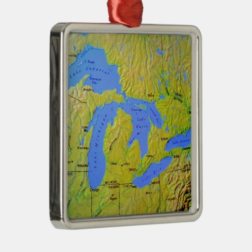 Map of The Great Lakes Design Metal Ornament | Zazzle