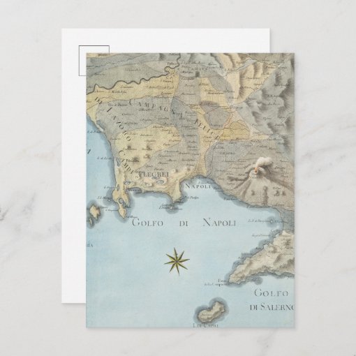 Map of the Gulf of Naples and Surrounding Area Postcard | Zazzle