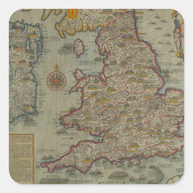 Map of The Invasions of England & Ireland Square Sticker | Zazzle