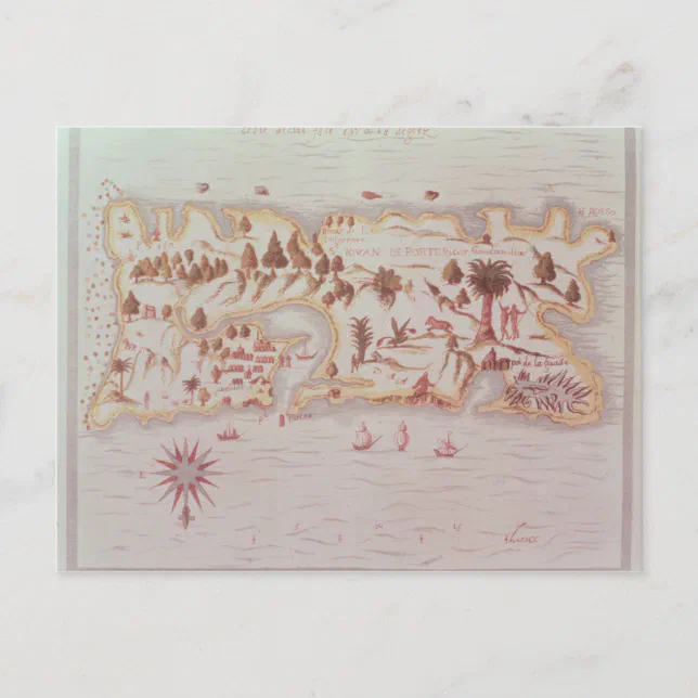 Map of the island of Puerto Rico, 1599 Postcard | Zazzle