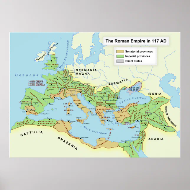Map of the Maximum Extent of the Roman Empire Poster | Zazzle