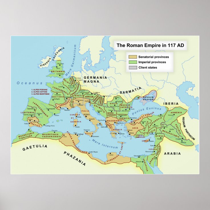 Map of the Maximum Extent of the Roman Empire Poster | Zazzle