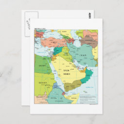 Map of the Middle-East Postcard | Zazzle