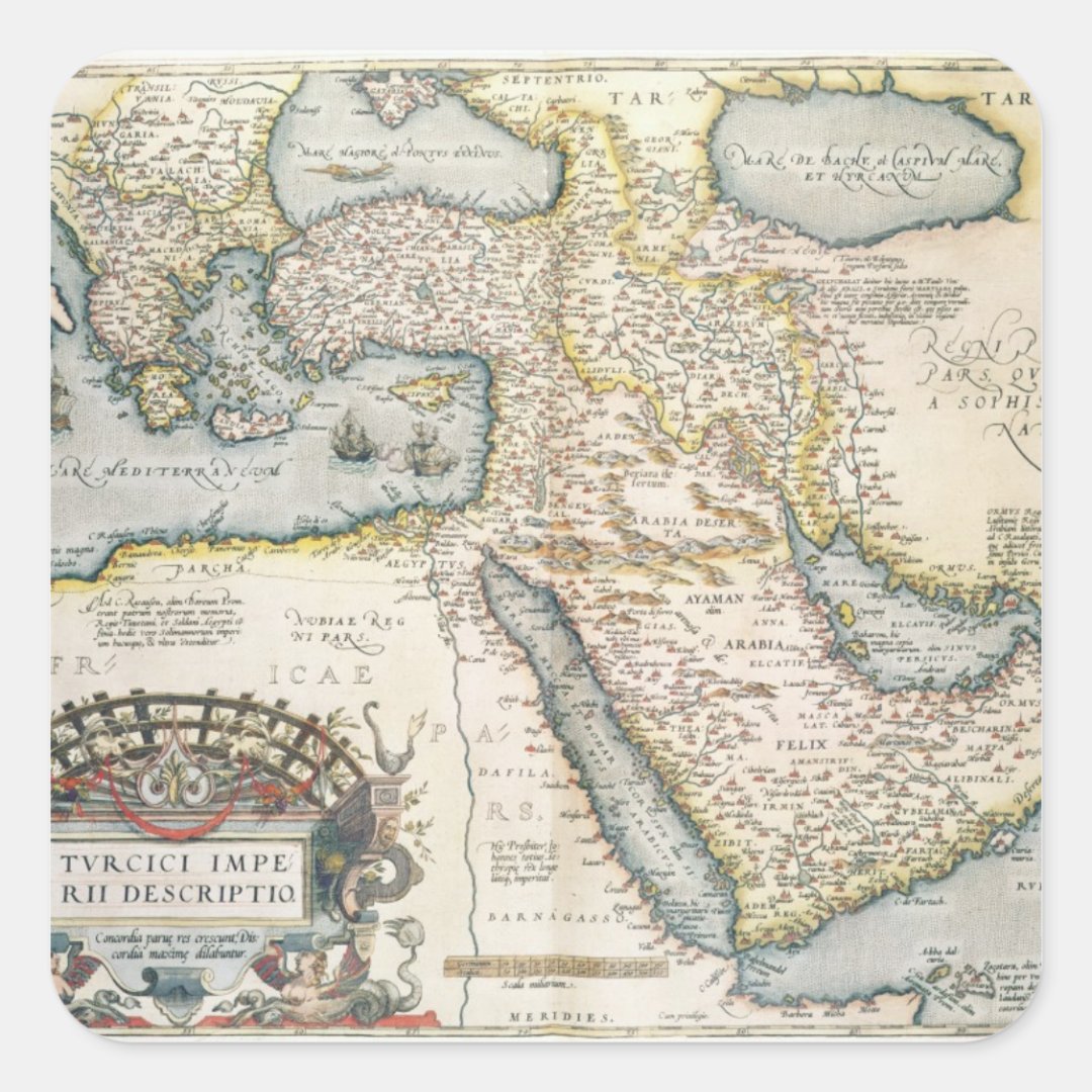 Map of the Middle East Square Sticker | Zazzle