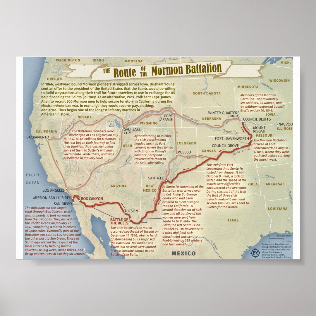 Map of the Mormon Battalion Poster | Zazzle