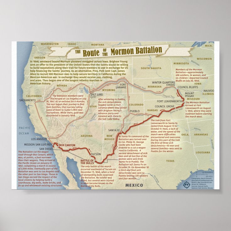Map of the Mormon Battalion Poster | Zazzle