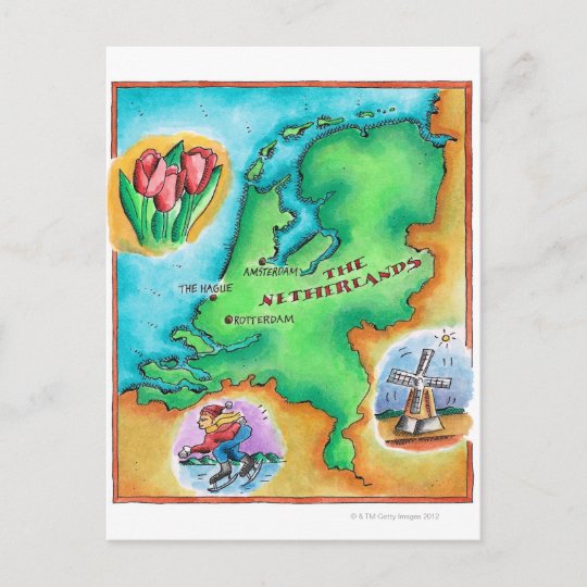 Map of the Netherlands Postcard | Zazzle.com