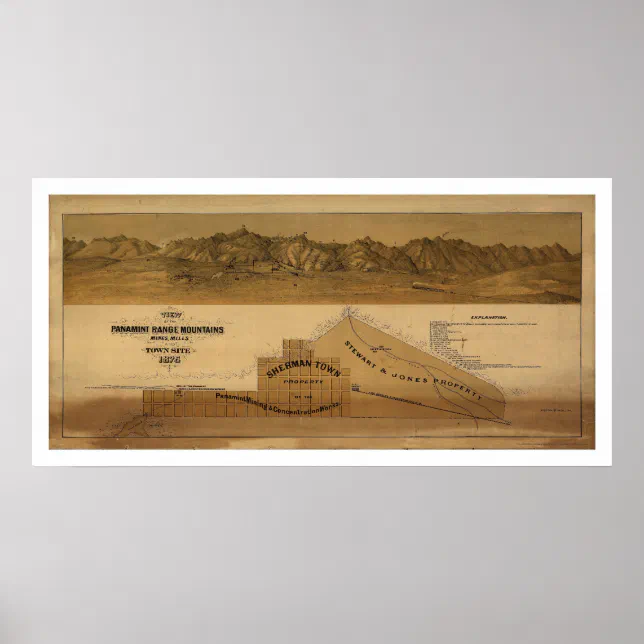Map of the Panamint Range Mountains 1875 Poster | Zazzle