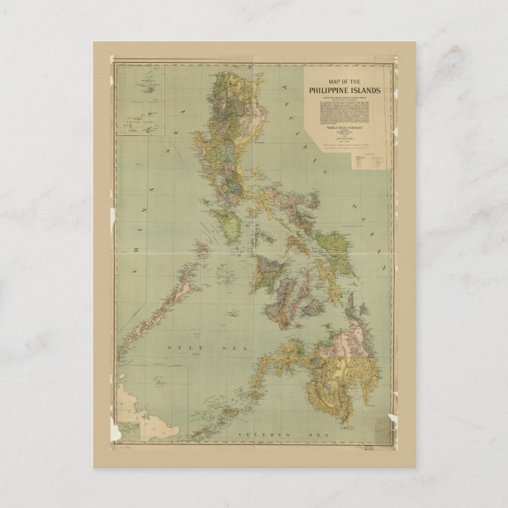 Map of the Philippine Islands (1908) Postcard | Zazzle