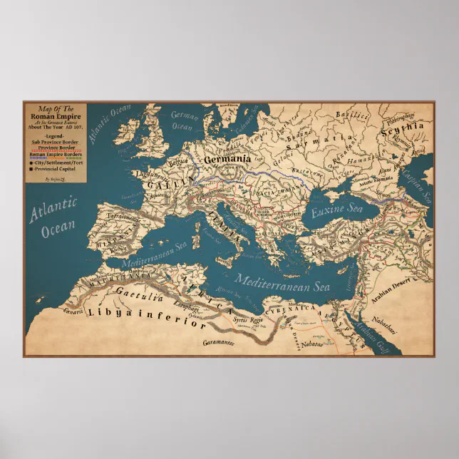 Map Of The Roman Empire At Its Greatest Extent Poster | Zazzle