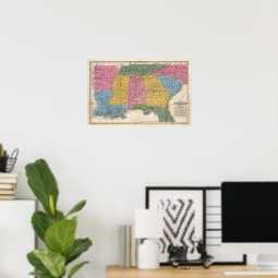Map of the Southern States Poster | Zazzle