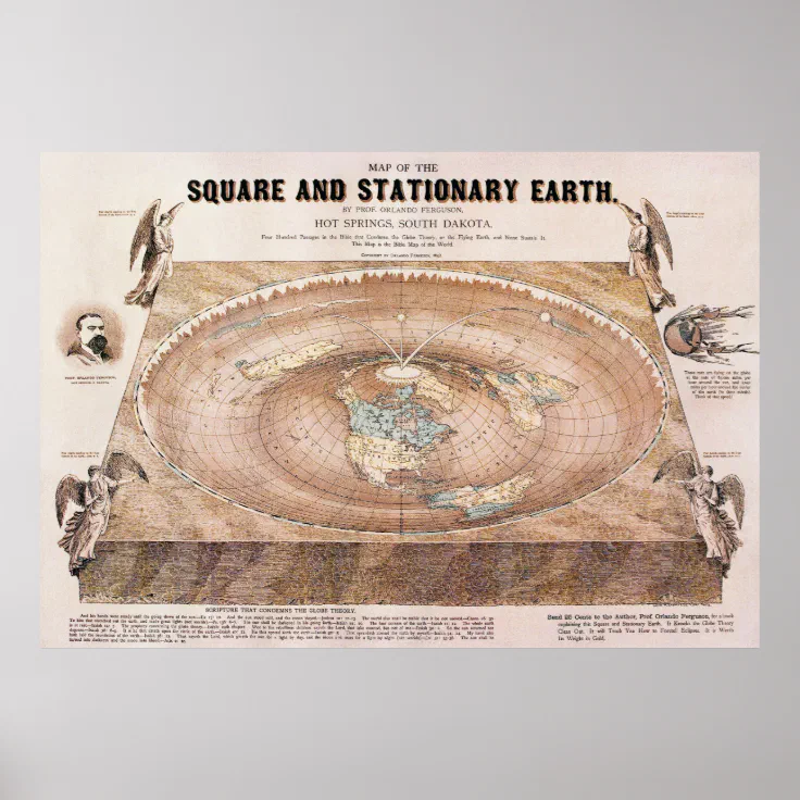 Map of the Square and Stationary Earth by Fergn Poster | Zazzle