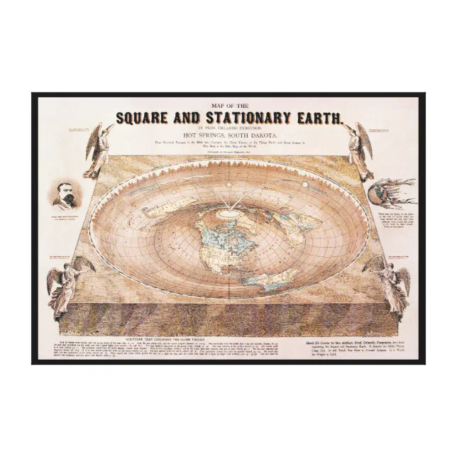 Map of the Square and Stationary Earth by Ferguson Canvas Print | Zazzle