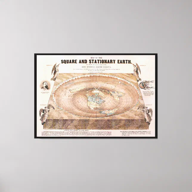 Map of the Square and Stationary Earth by Ferguson Canvas Print | Zazzle
