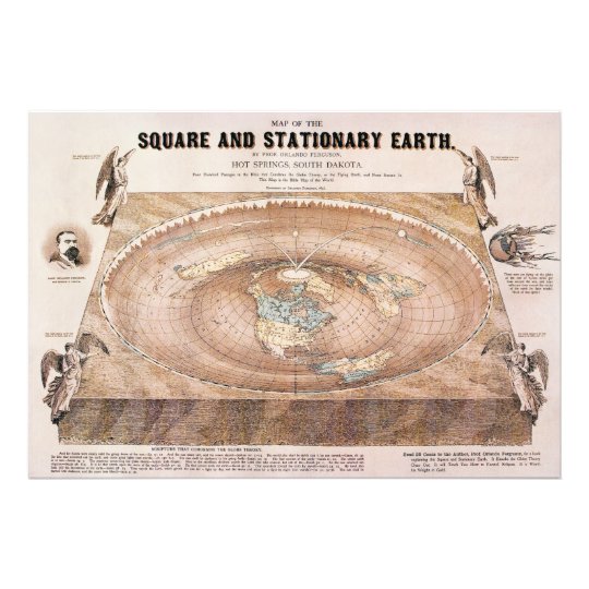 Map of the Square and Stationary Earth by Ferguson Photo Print | Zazzle.com
