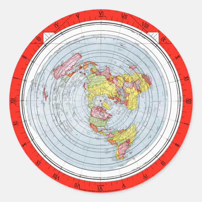 Map of the Square and Stationary Flat Earth Classic Round Sticker | Zazzle