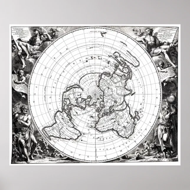 Map of the Square and Stationary Flat Earth Plane Poster | Zazzle