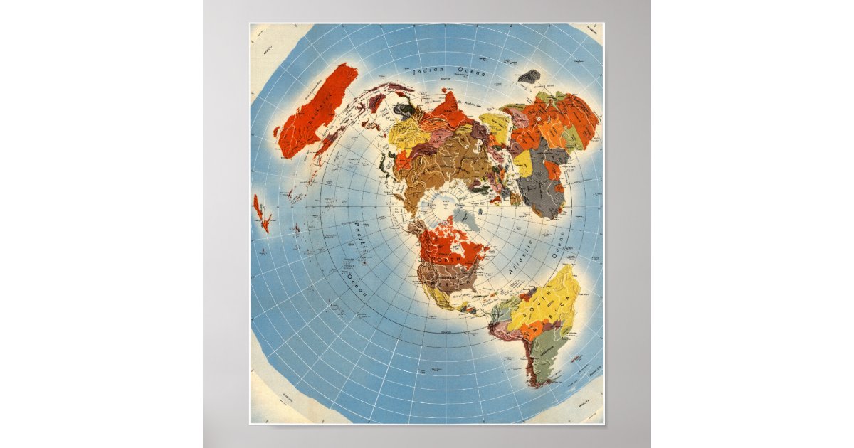Map of the Square and Stationary Flat Earth Plane Poster | Zazzle