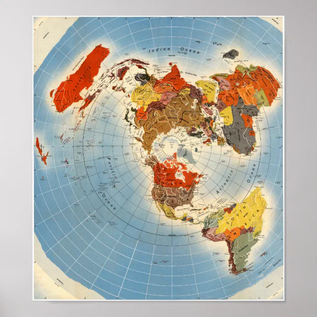 Map of the Square and Stationary Flat Earth Plane Poster | Zazzle