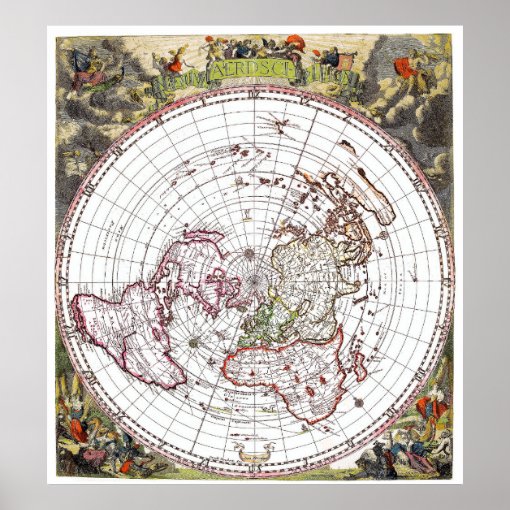 Map of the Square and Stationary Flat Earth Plane Poster | Zazzle