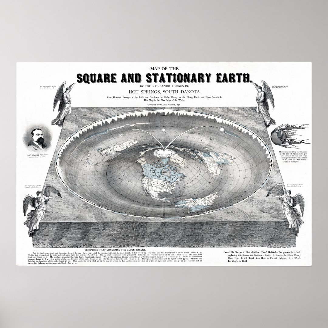 Map of the Square and Stationary Flat Earth Poster | Zazzle