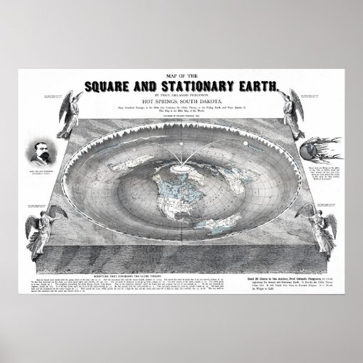 Map of the Square and Stationary Flat Earth Poster | Zazzle