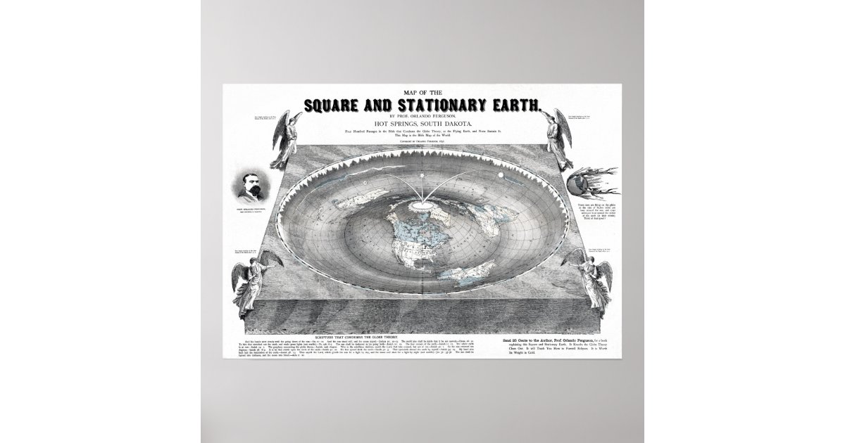 Map of the Square and Stationary Flat Earth Poster | Zazzle