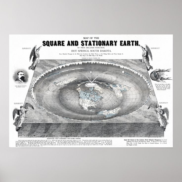Map of the Square and Stationary Flat Earth Poster | Zazzle