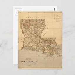 Map of the State of Louisiana (1876) Postcard | Zazzle