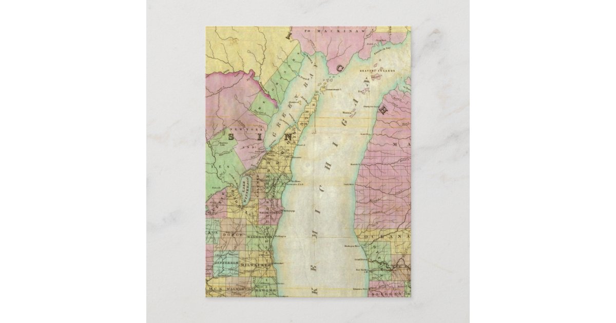 Map of the State of Michigan Postcard | Zazzle