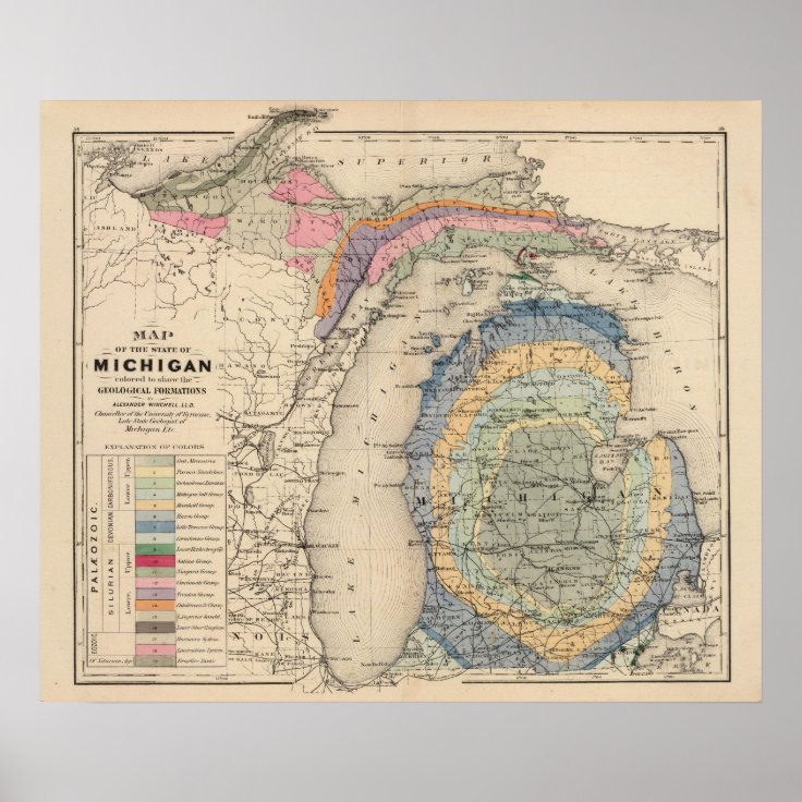 Map of the State of Michigan Poster | Zazzle