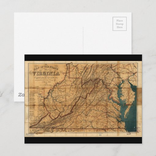 Map of the State of Virginia by Nicholson (1862) Postcard | Zazzle