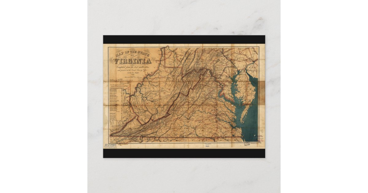 Map of the State of Virginia by Nicholson (1862) Postcard | Zazzle