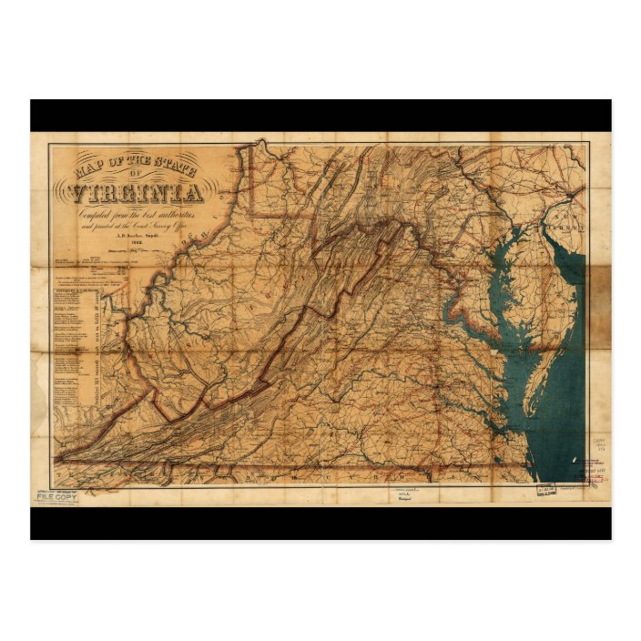 Map of the State of Virginia by Nicholson (1862) Postcard | Zazzle.com