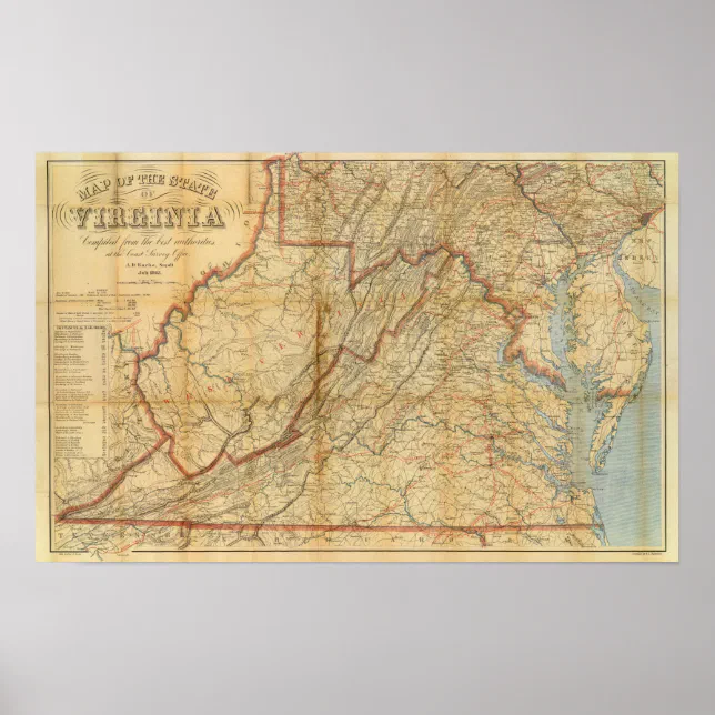 Map of the state of Virginia Poster | Zazzle