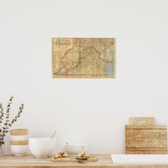 Map of the state of Virginia Poster | Zazzle