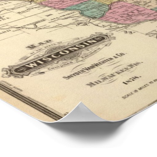 Map of the State of Wisconsin Poster | Zazzle