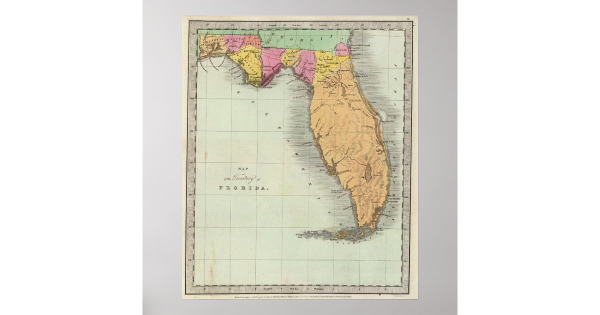 Map of the Territory of Florida 2 Poster | Zazzle