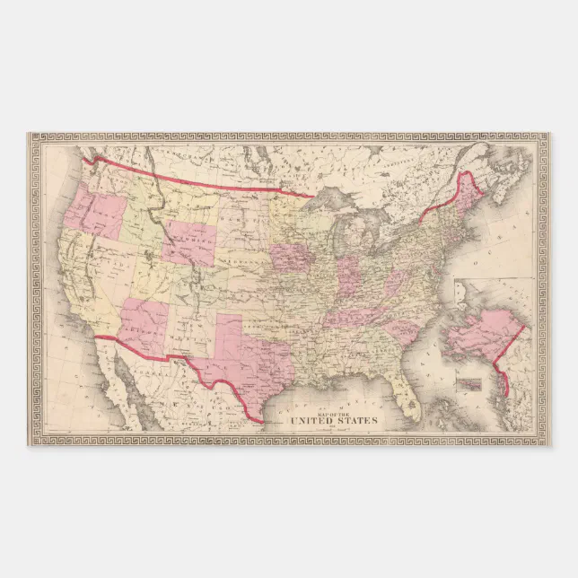 Map of the United States 5 Rectangular Sticker | Zazzle