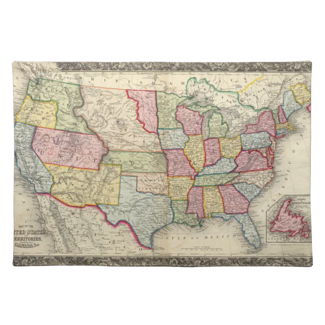 Map Of The United States, And Territories Placemat | Zazzle