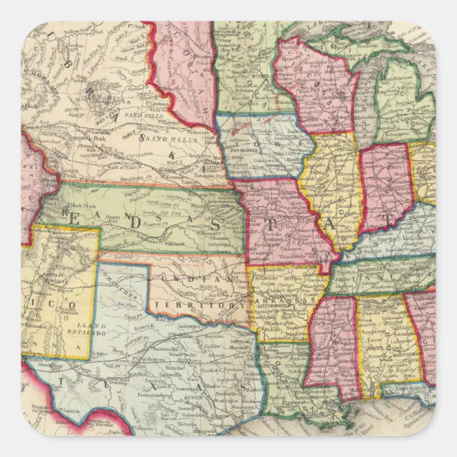 Map Of The United States, And Territories Square Sticker | Zazzle