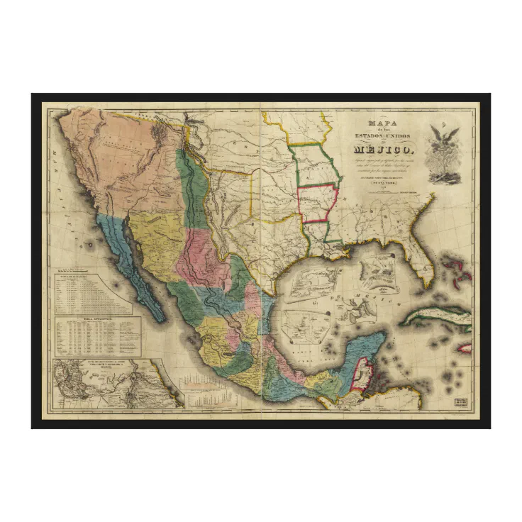Map of the United States of Mexico (1847) Canvas Print | Zazzle